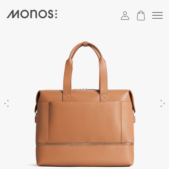 Monos | Bags | New Monos Metro Weekender Tan Vegan Leather Travel Bag ...